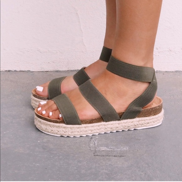 Shoes | Olive Espadrille Platform Sandal | Poshmark
